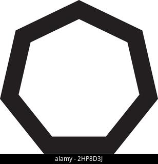 Heptagon shape symbol vector icon outline stroke for creative graphic ...