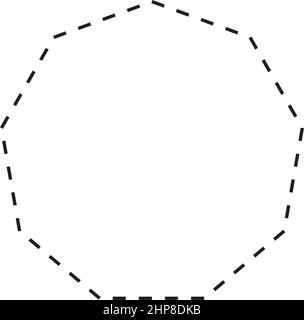 Nonagon shape dashed symbol vector icon for creative graphic design ui ...