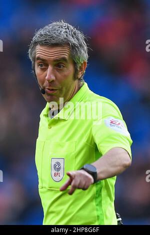 Cardiff, UK. 19th Feb, 2022. Reece James #5 of Blackpool in action ...