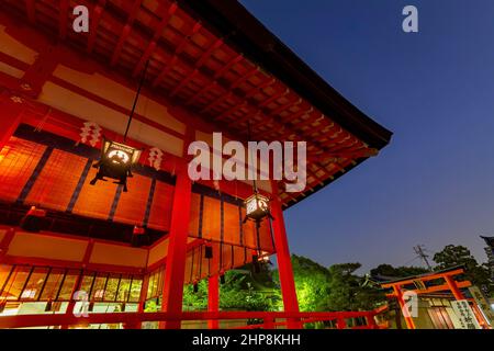 Night view of the Fushimiinari Shrine Outer Oratory of Fushimi Inari ...