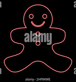 Neon christmas cookie red color vector illustration image flat style ...