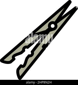 Cloth pin icon. Outline cloth pin vector icon color flat isolated Stock Vector Image & Art - Alamy