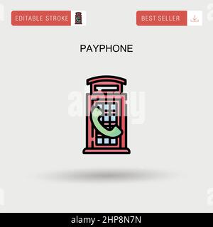 Phone receiver cable and box symbol retro line drawing black, stylized ...