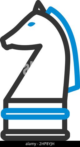 Business tactics, chess horse line icon, vector. Business tactics, chess horse outline sign ...