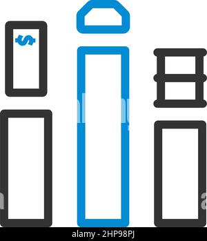 Oil, Dollar And Gold Chart Concept Icon. Editable Bold Outline With ...