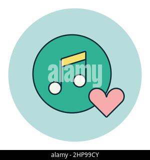Musical note isolated icon and favorite, like, love, care symbol. Like ...