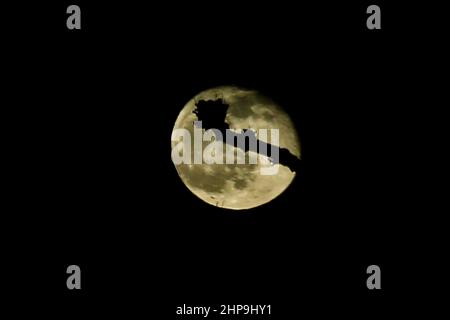 A February's Full Snow Moon rises in London. Native American tribes ...