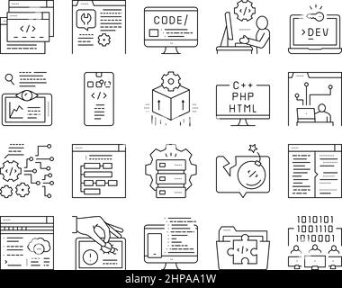 Dev Code Occupation Collection Icons Set Vector Stock Vector Image & Art - Alamy