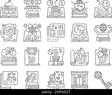 History Learn Educational Lesson Icons Set Vector Stock Vector Image ...