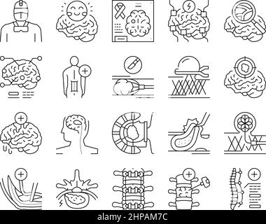 Neurosurgery Medical Treatment Icons Set Vector Stock Vector Image ...