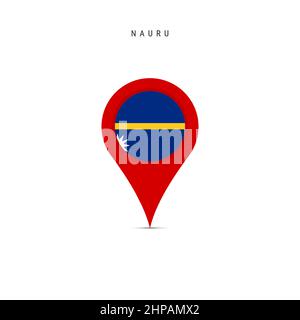 Teardrop map marker with flag of Nauru. Nauruan flag inserted in the location map pin. Vector ...