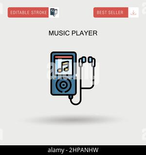 Smartphone playlist app icon flat vector. Player interface. Radio audio ...