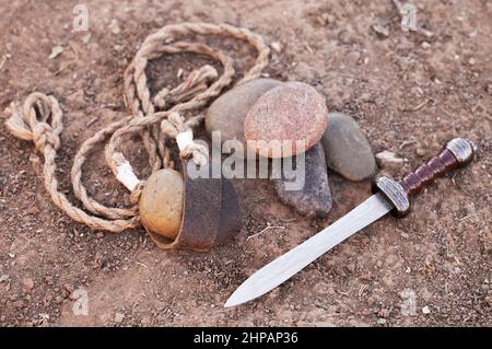 Sling of David with Five Smooth Stones a Story from the Bible Stock ...
