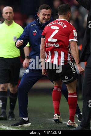 George Baldock of Sheffield Utd celebrates scoring his goal during the ...