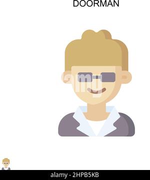 Vector illustration of the doorman at the door. The hospitality ...
