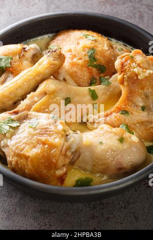 Georgian chkmeruli chicken dish with cream sauce Stock Photo - Alamy