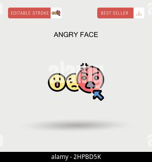 Angry furious man. Vector simple stressed aggressive person. Annoyed ...