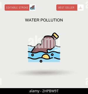 Water pollution concept with factory and waste symbols flat vector ...