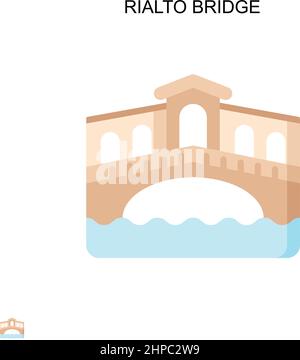Rialto Bridge Venice and Blue Water Sketch, Hand-drawn Vector Outline ...