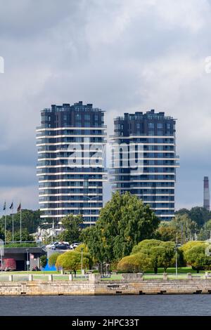 Riga, Latvia. August 2021. A modern skyscraper in the city center Stock ...