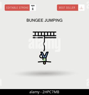 Bungee jumping color icon. Extreme sport. Bungy jumper falling down ...