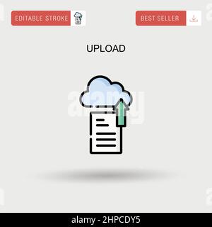 Simple data download and upload folder icon set. Editable vector Stock ...