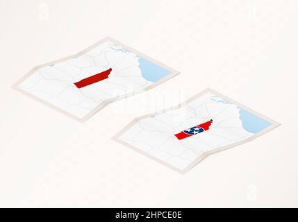 Tennessee map, folded paper with Tennessee map. Vector illustration ...