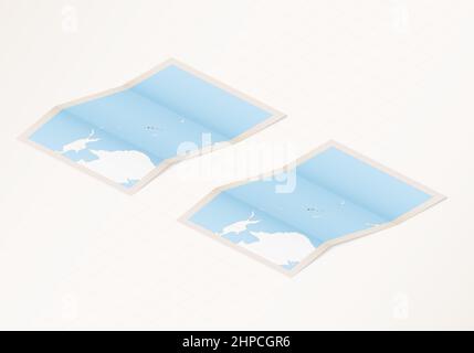 Two versions of the map of Vanuatu, with the flag of Vanuatu and highlighted in dark grey ...