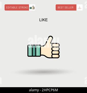 Like symbol icon - red simple outline, isolated - vector illustration ...