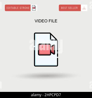 Video folder icon. Outline video folder vector icon color flat isolated ...