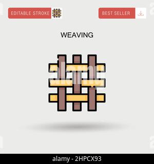 Weaving vector logo design. Line art minimal illustration. Hand with ...