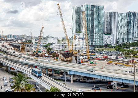 Miami Florida I-395 highway Dolphin Expressway MacArthur Causeway road ...
