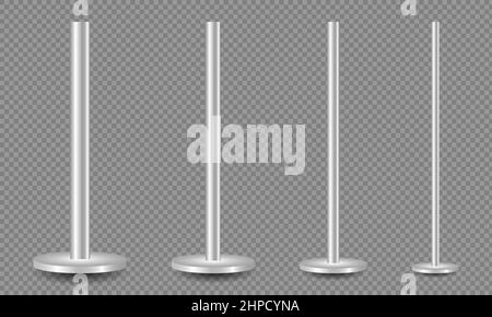 Realistic metal poles collection isolated on transparent background ...