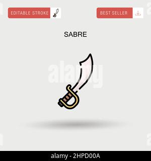 sabre icon Vector symbol or sign set collection in black and white outline Stock Vector Image ...