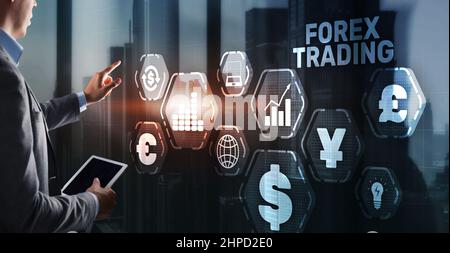 Inscription Forex Trading on Virtual Screen. Business Stock market ...