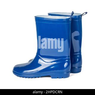 Rubber boots in blue shoe covers isolated on white Stock Photo - Alamy
