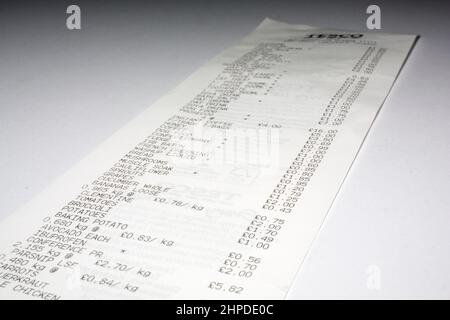 Tesco Shopping Receipt Stock Photo - Alamy