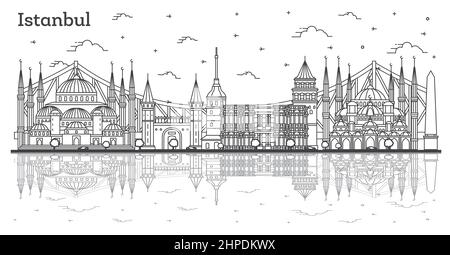 Istanbul architecture line skyline illustration. Linear vector ...