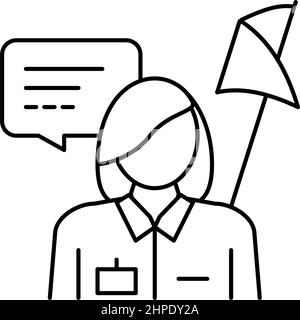 guid museum worker line icon vector illustration Stock Vector Image ...