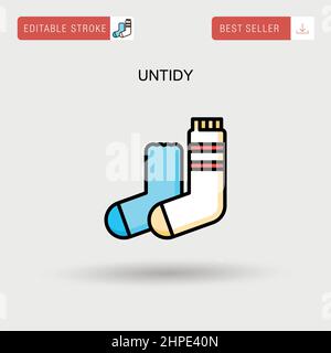 Untidy cluttered teenager bedroom interior with messy bed, clothes and ...