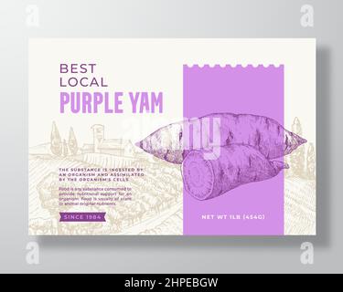 Ube Purple Yam Food Label Template. Abstract Vector Packaging Design ...