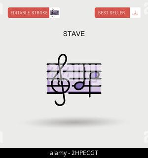 Music note stave icon of musical notation symbols. Swirling musical ...