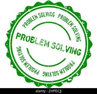 Grunge green problem solving word hexagon rubber seal stamp on white ...
