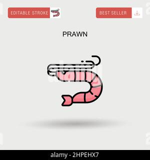 Shrimp prawn tiger food icon black color vector illustration image flat ...