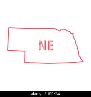 Nebraska federal state map outline road sign. Vector illustration Stock ...