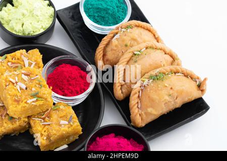 Exotic Indian Mawa Gujia And Sindhi Mithai Sev Badam Halwa Burfi Barfee ...