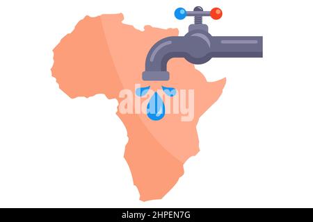 Cartoon Clean Water Shortage Global Warming Effect Vector Illustration ...