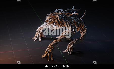 3d illustration - A monster made of vine, a forest spirit with terrible ...