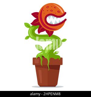 plant with teeth growing in a flower pot. flat vector illustration ...