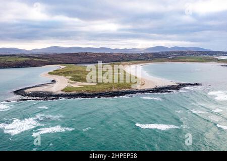 Aerial view of Cashelgolan beach, Castlegoland, by Portnoo in County ...